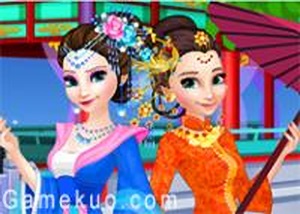 冰雪姐妹中國服換裝 - 小遊戲谷